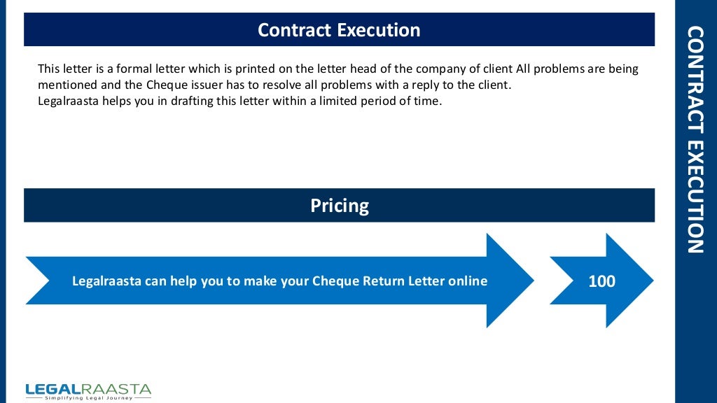 Cheque return letter | format | template | Legalraasta