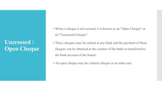 Cheques in the banking system and its important | PPTX