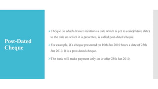 Cheques in the banking system and its important | PPTX
