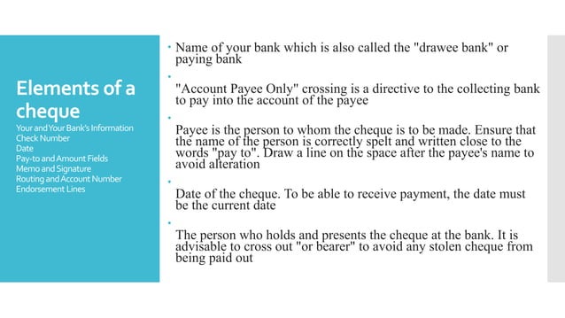 Cheques in the banking system and its important | PPTX | Credit Cards ...