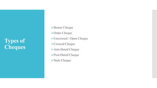 Cheques in the banking system and its important | PPTX