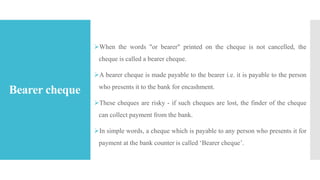 Cheques in the banking system and its important | PPTX