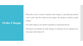 Cheques in the banking system and its important | PPTX