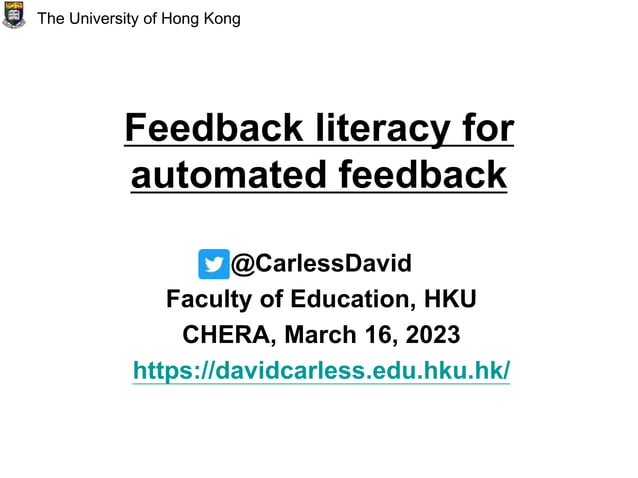 Feedback literacy for automated feedback | PPT
