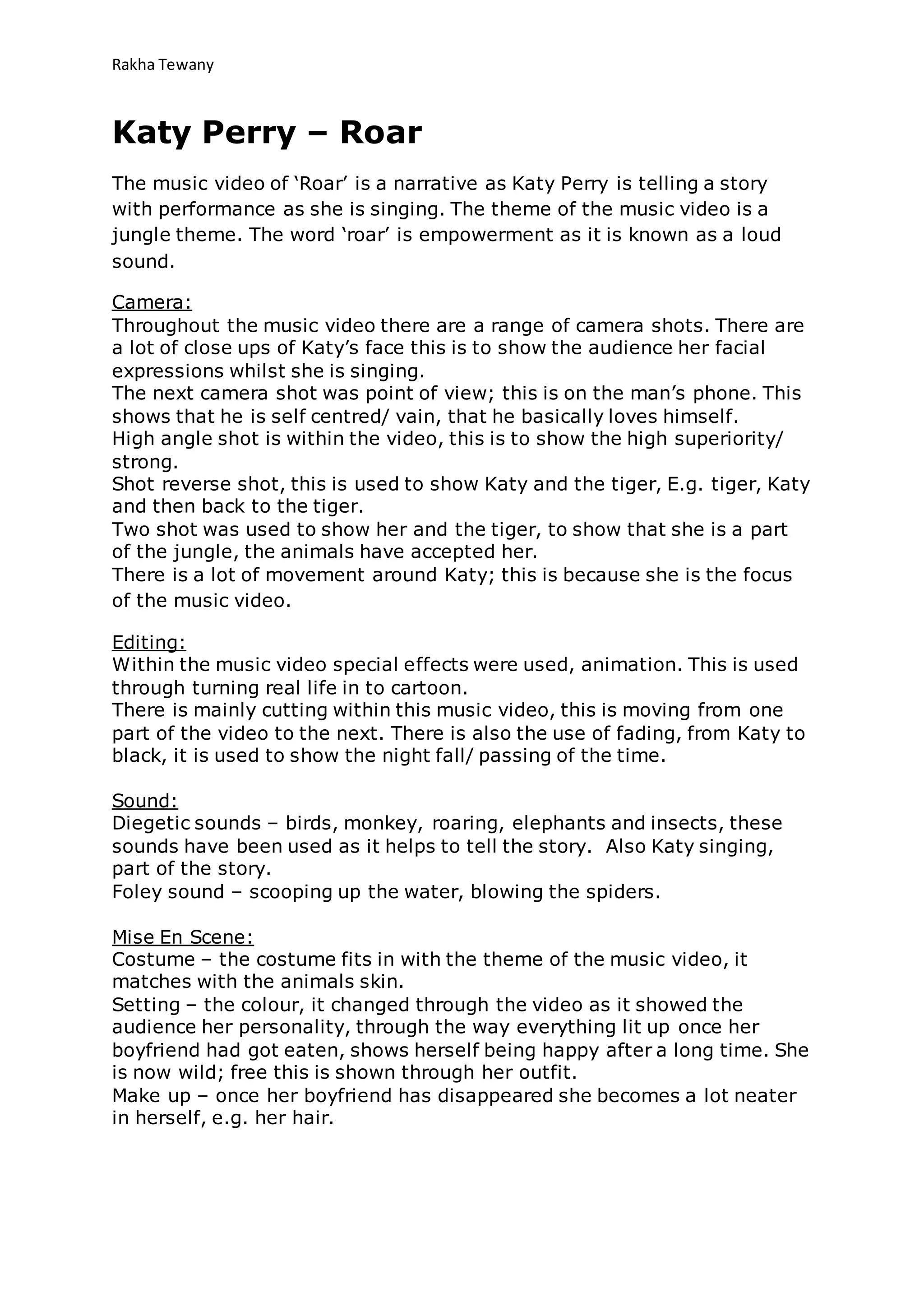 Katy Perry - roar | PDF