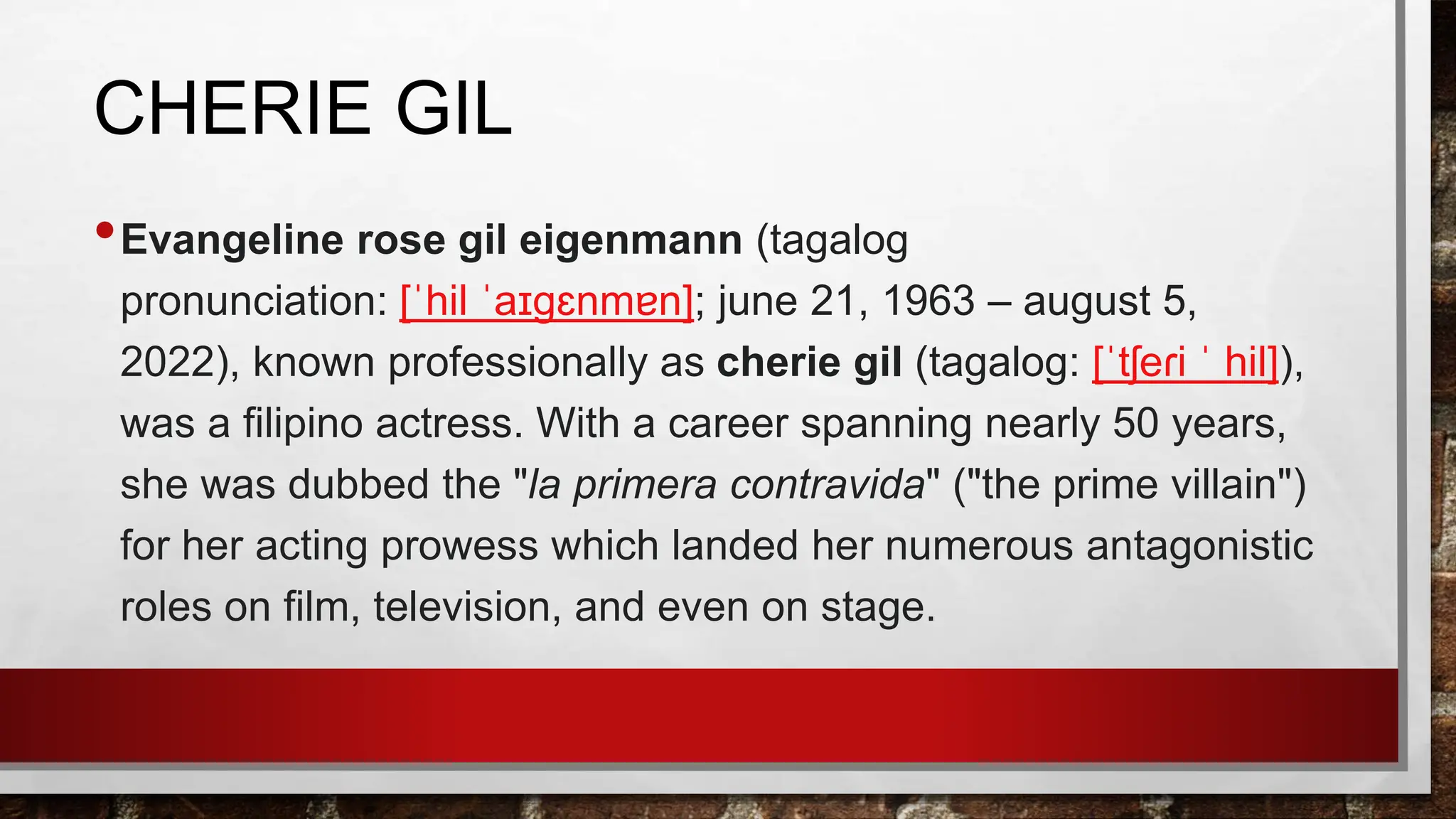Cherie Gil Biography, Early life, Career, Filmography.pptx