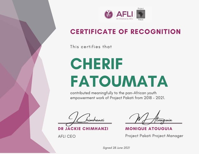 Cherif fatoumata-PAKATI PROJECT CERTIFICATE | PDF
