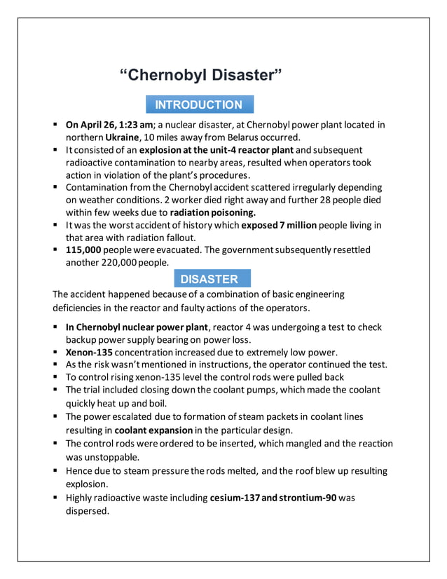 Chernobyl disaster 000 | DOCX | Environment | Science