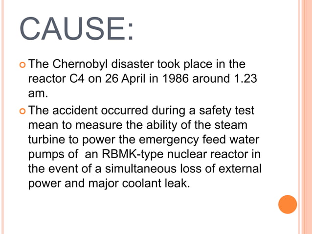 CHERNOBYL DISASTER, 1986 | PPTX | Chemistry | Science