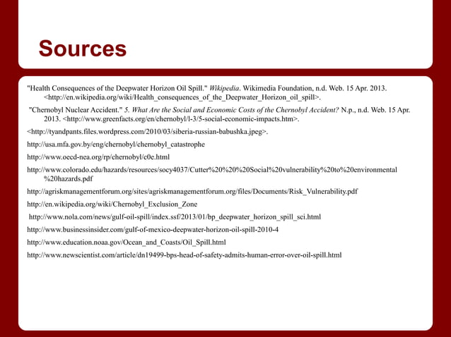 Chernobyl disaster & gulf of mexico | PPT | Environment | Science