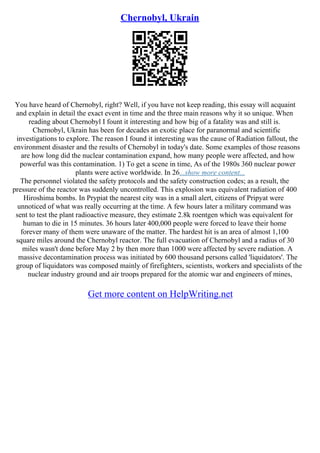 Chernobyl Essay | PDF