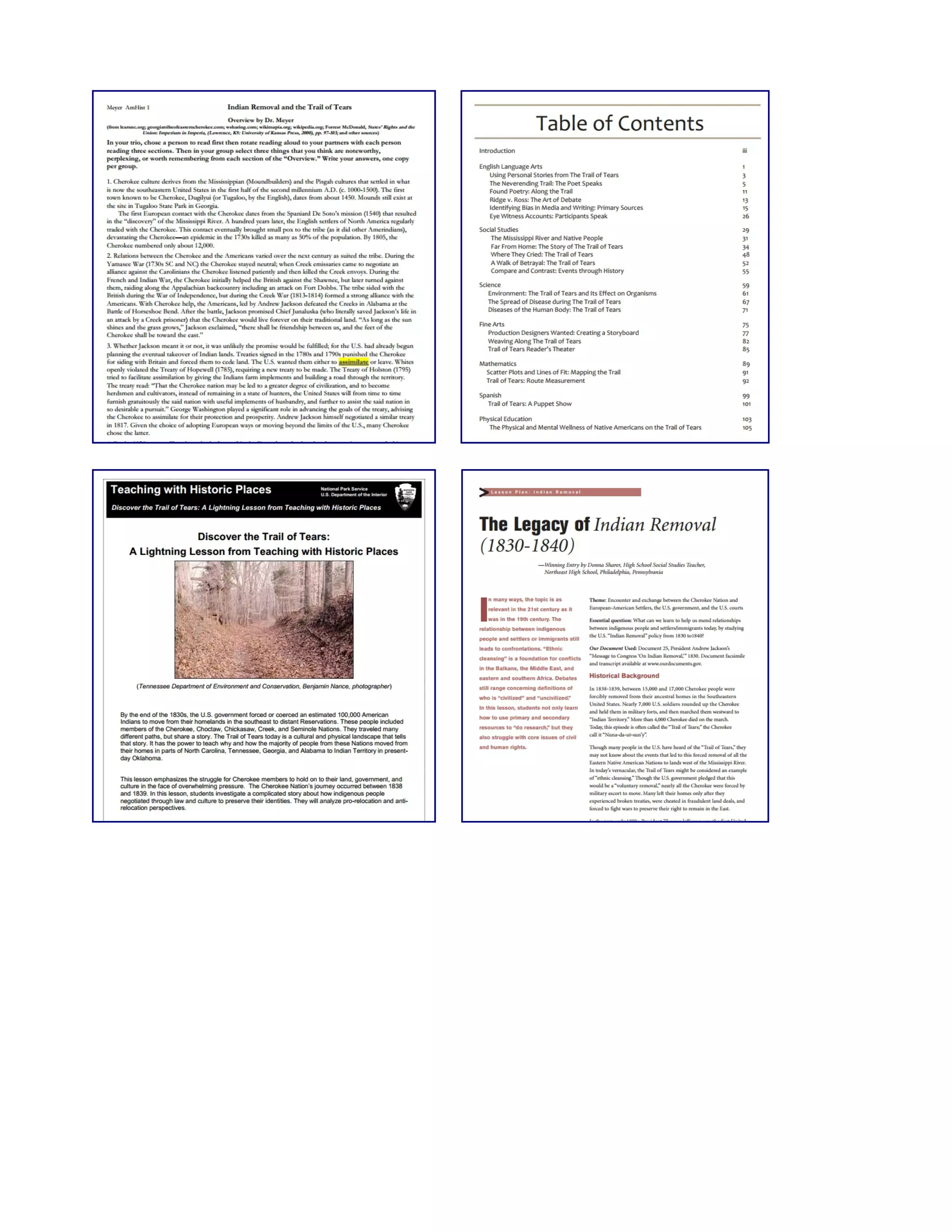 Cherokee Trail of Tears Lessons, Activities, Materials and Videos | PDF