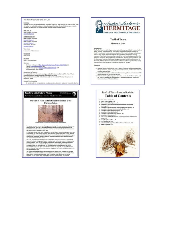 Cherokee Trail of Tears Lessons, Activities, Materials and Videos | PDF