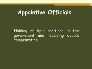 limitations and prohibitions on appointment of government employees | PPTX
