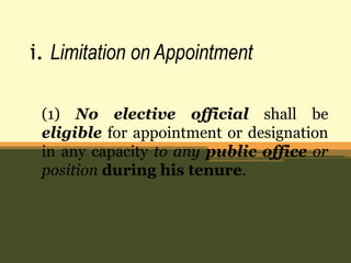 limitations and prohibitions on appointment of government employees | PPTX