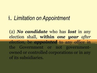 limitations and prohibitions on appointment of government employees | PPTX
