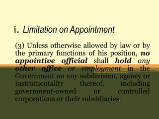 limitations and prohibitions on appointment of government employees | PPTX