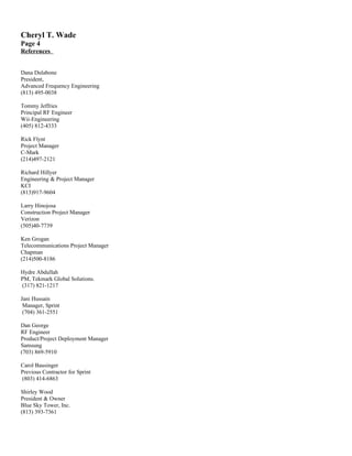 Cheryl Wade Resume W References Revised 10 11 09 Compat Word V | DOC