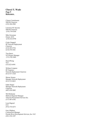 Cheryl Wade Resume W References Revised 10 11 09 Compat Word V | DOC