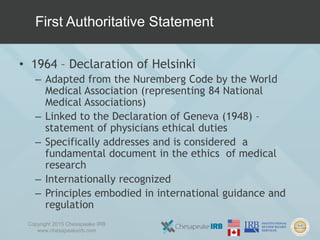Chesapeake IRB: The evolution of ethics in clinical research | PDF