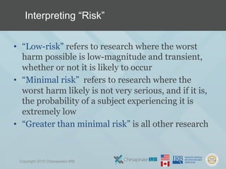 Chesapeake IRB: Risk and Harm in Research | PPT