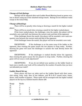 Chess Ladder Rules | PDF | Soccer | Sports