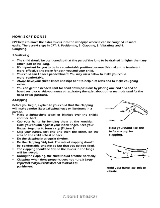 Chest Physiotherapy Procedure & Techniques - Dr Rohit Bhaskar | PDF