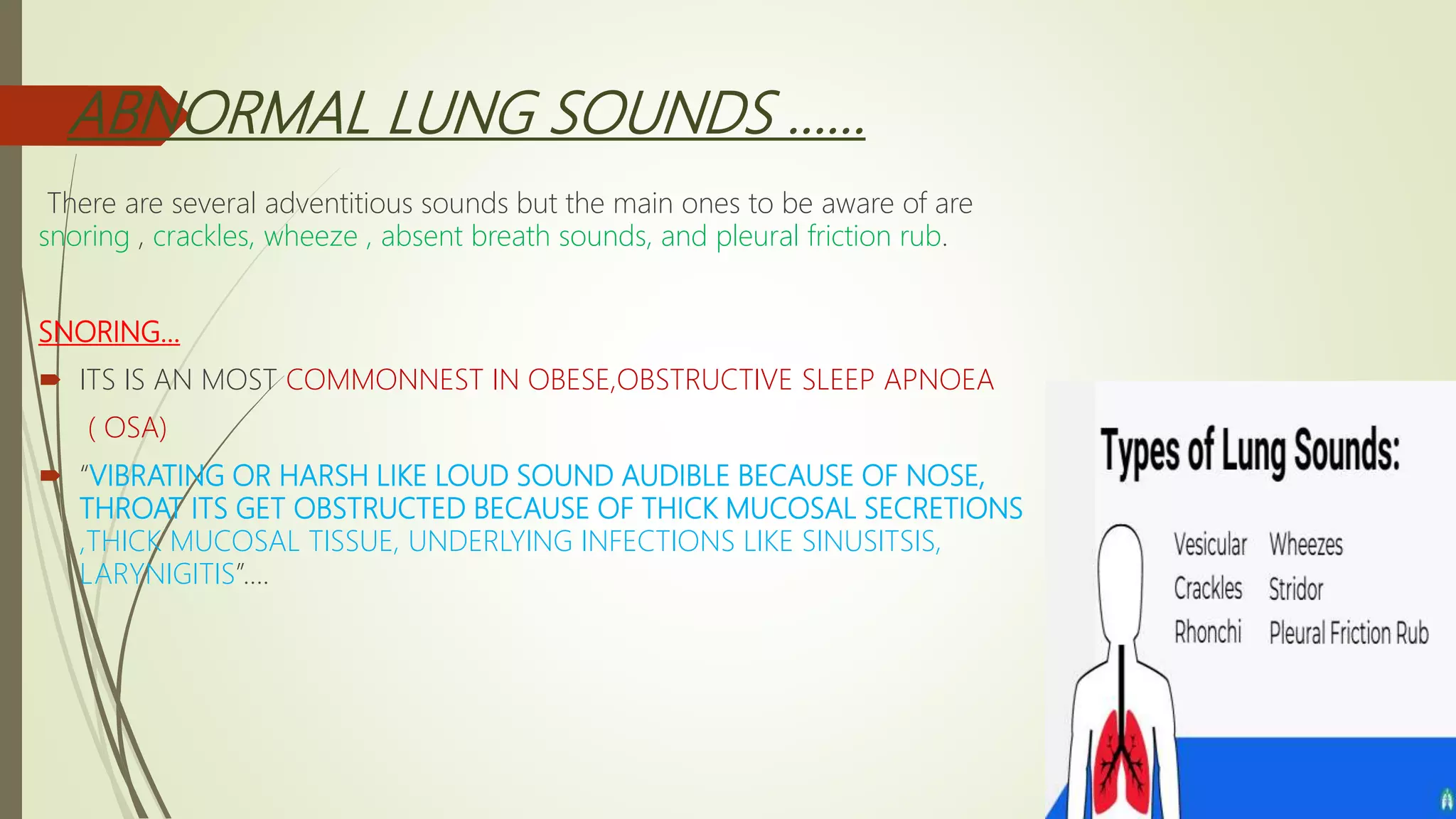 Chest auscultation & lung sounds assessment for nurses | PPTX