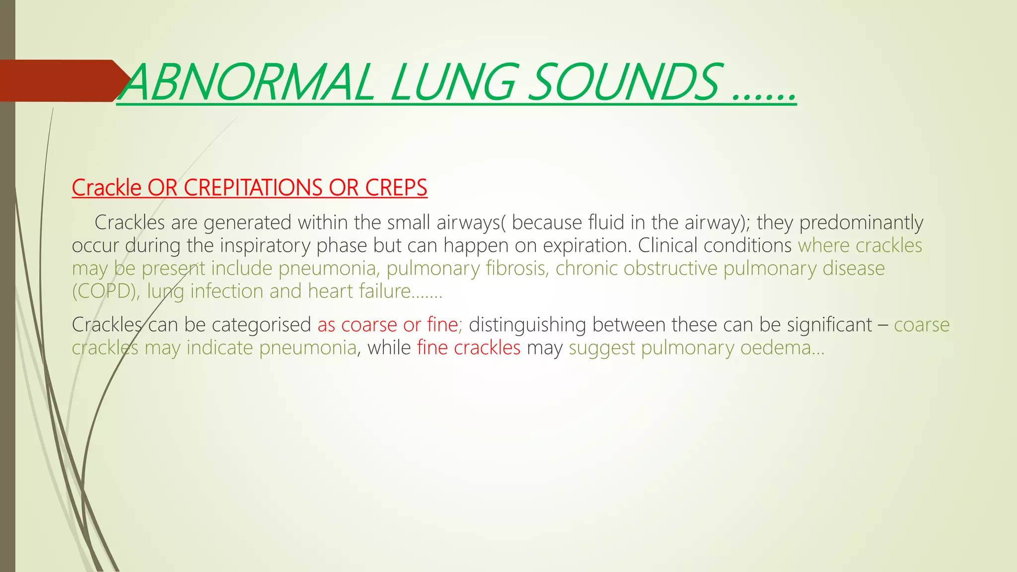 Chest auscultation & lung sounds assessment for nurses | PPTX