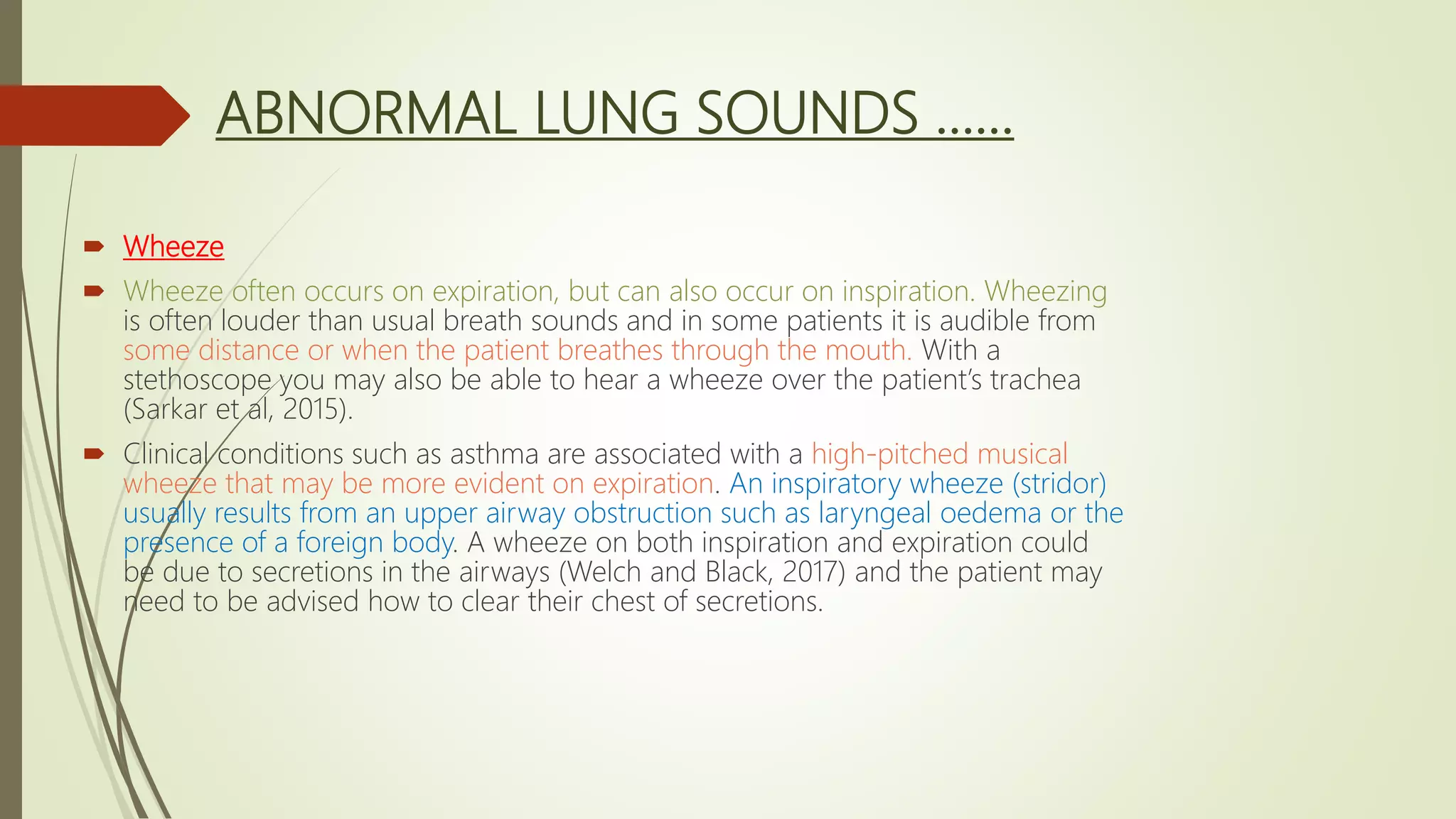 Chest auscultation & lung sounds assessment for nurses | PPTX