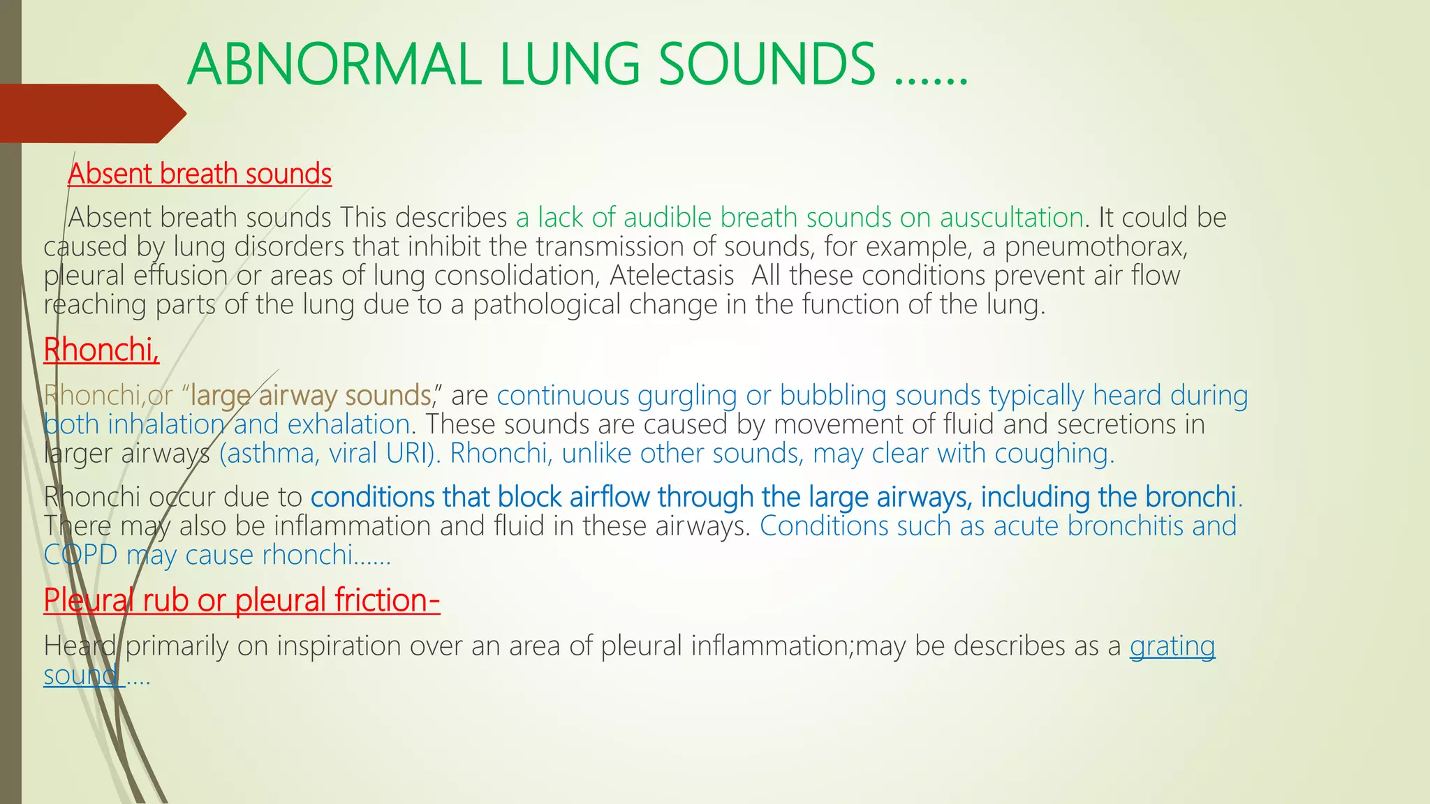 Chest auscultation & lung sounds assessment for nurses | PPTX