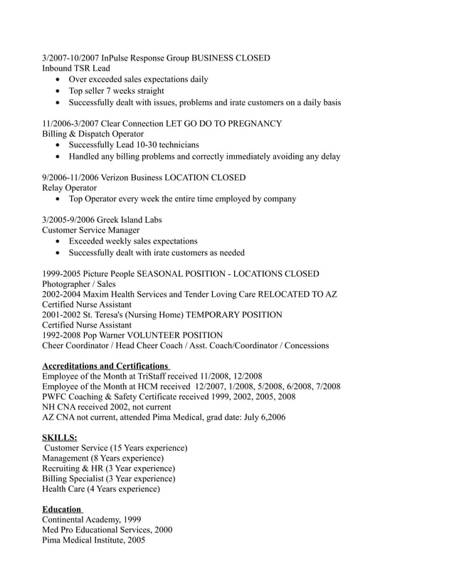 Chester, Cassandra Resume | DOC | Business | Business and Finance