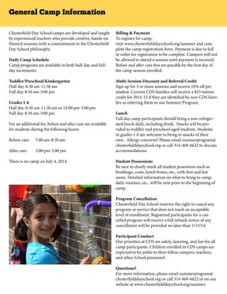 Chesterfield Day School 2014 Summer Program Brochure | PDF