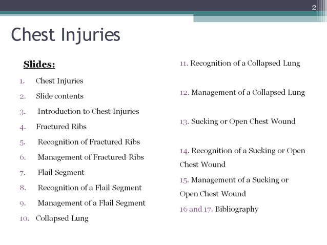 Chest Injuries | PPT | First Aid | Injuries