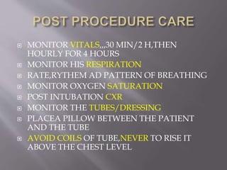 Chest intubation indications,precautions and management | PPTX
