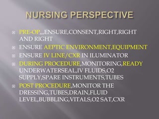 Chest intubation indications,precautions and management | PPTX