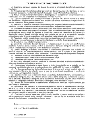 Chestionar pentru donatorul de sange | PDF
