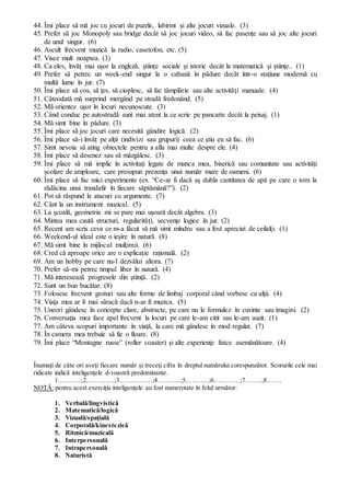 Chestionar 2 inteligentele multiple | DOC