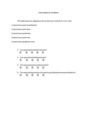 Chestionar de feedback ovi | DOCX