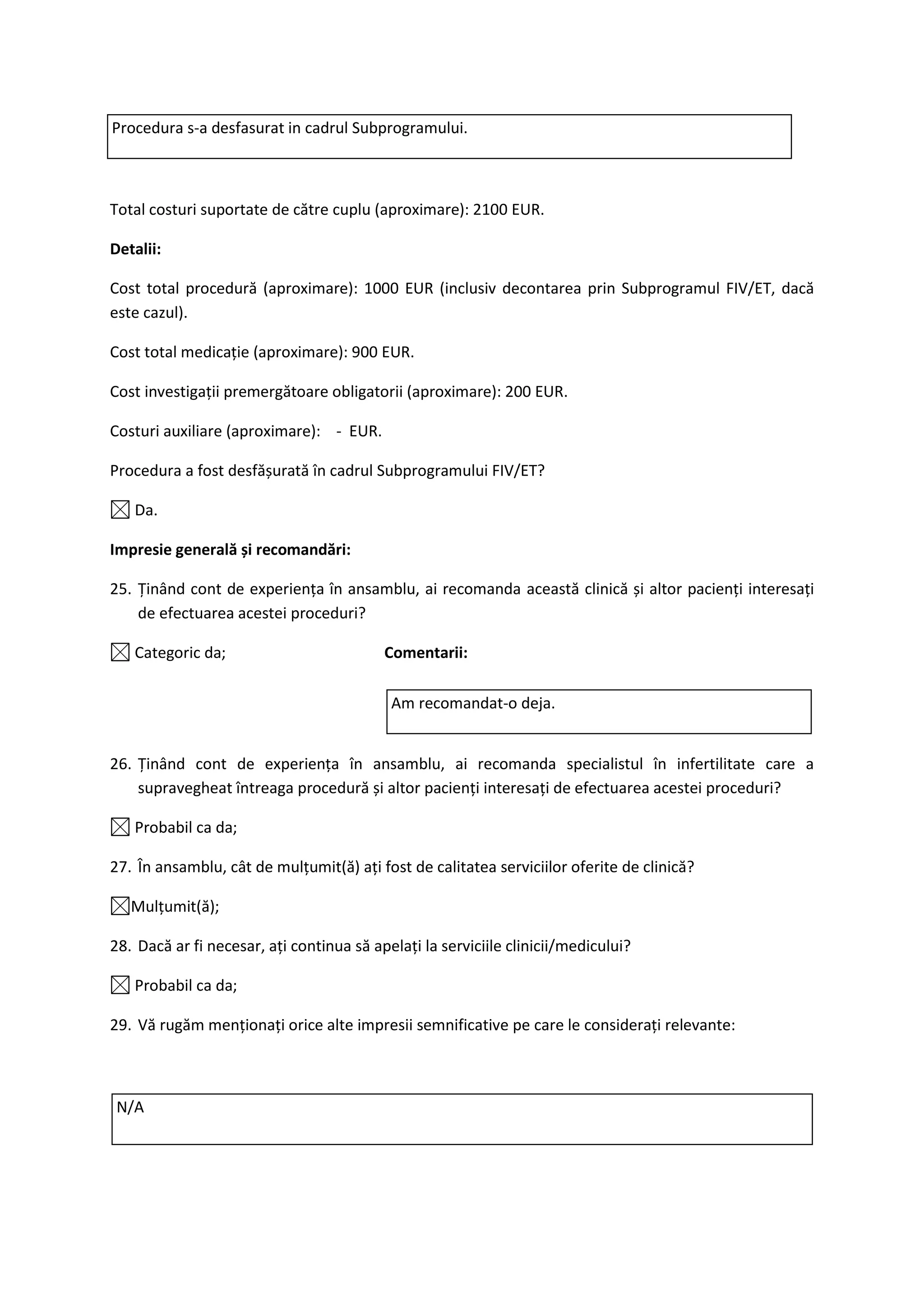 Chestionar feedback fiv 1 promed system_chestionar testare | PDF