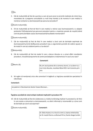 Chestionar feedback fiv 4 gynatal timisoara | PDF