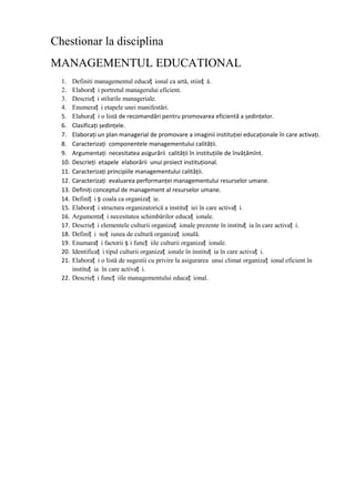 Chestionar la disciplina | PDF