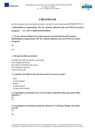 Chestionar privind cresterea motivatiei elevilor pentru învaţare ...