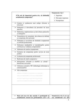 Chestionar nevoi de formare generale si specifice | DOC