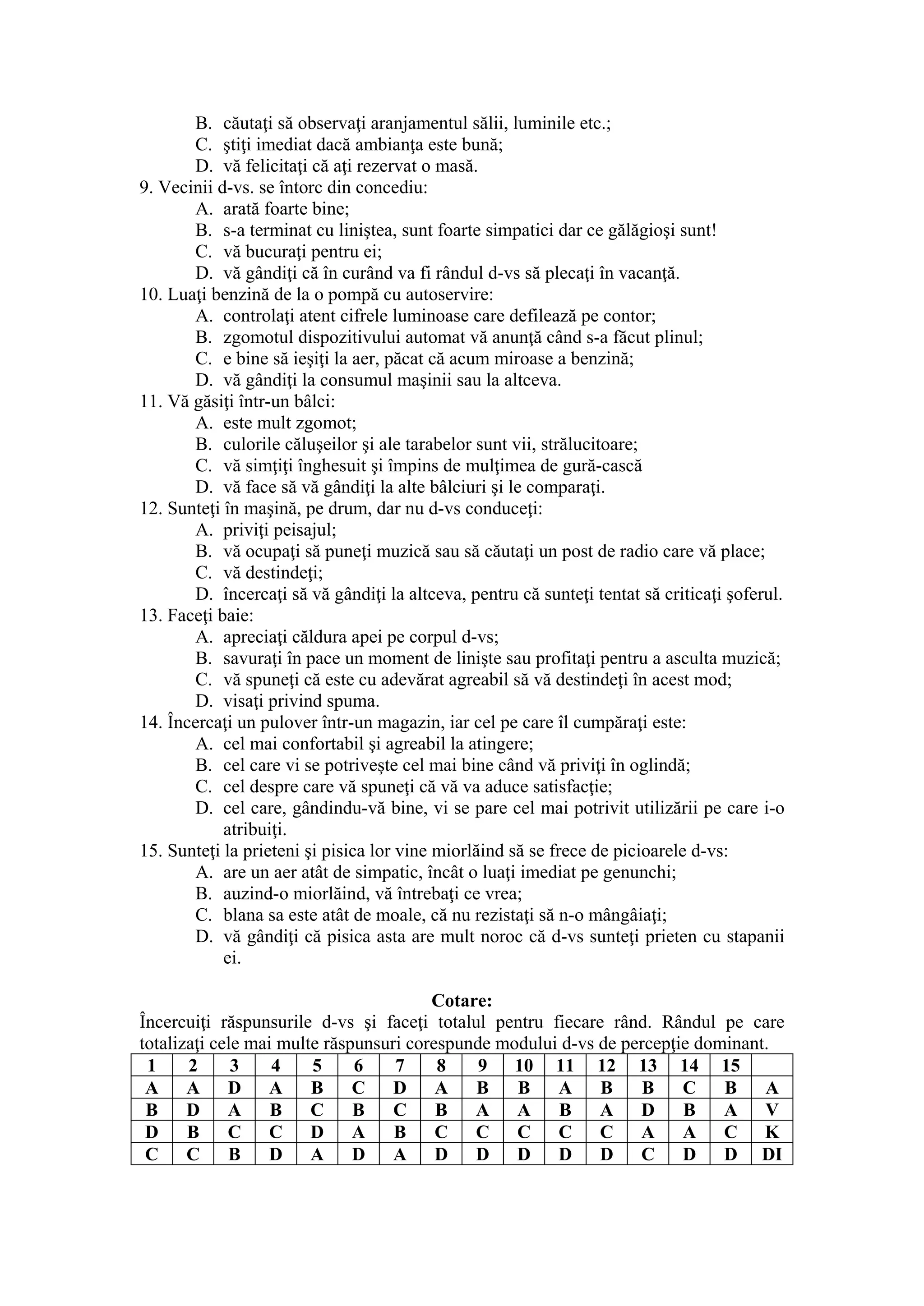 Chestionar preferinte senzoriale1 | PDF