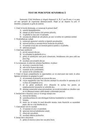 Chestionar preferinte senzoriale1 | PDF