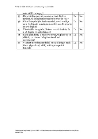 Chestionar referitor la stiluri de invatare phare | PDF