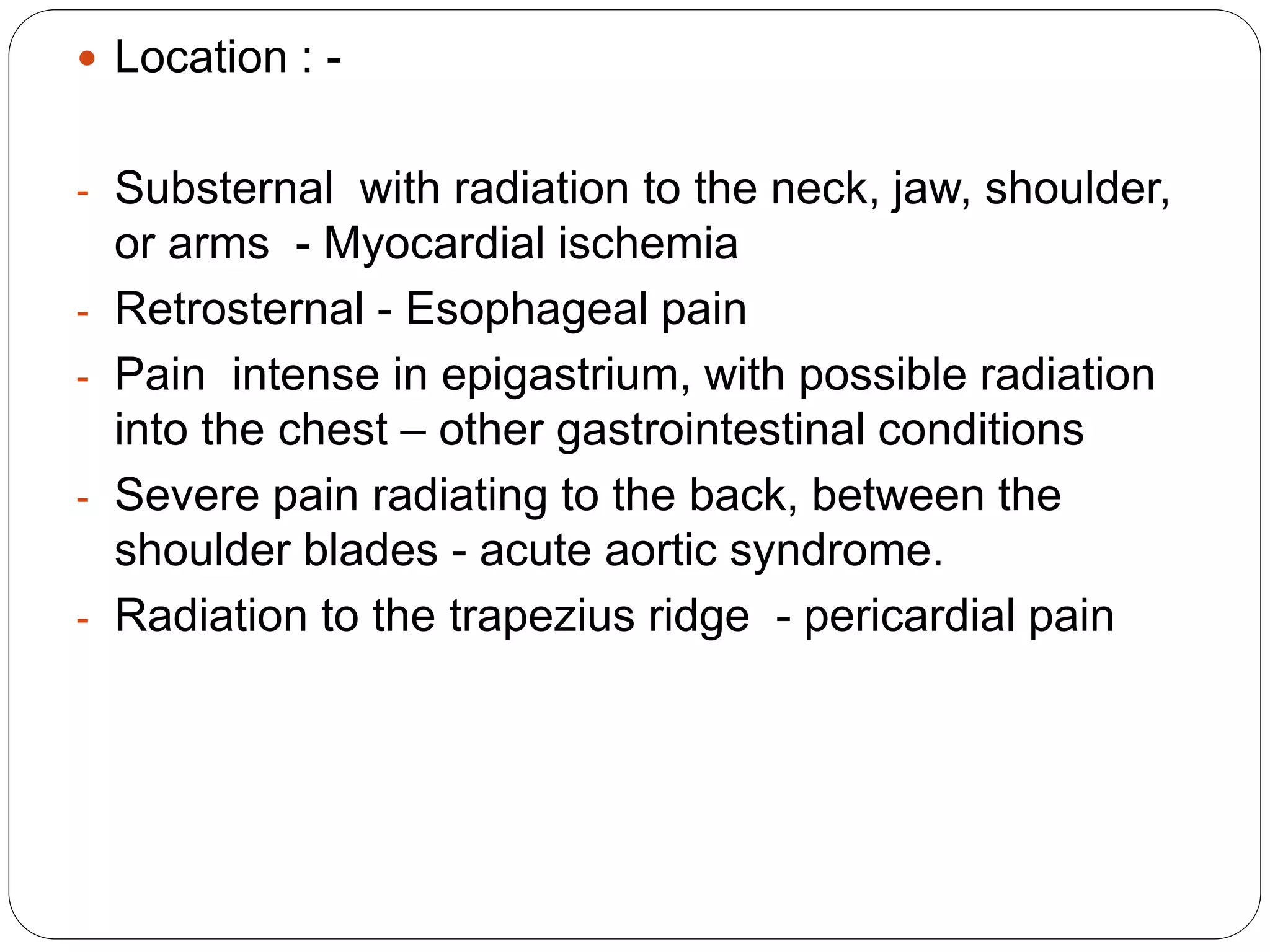 Chest pain | PPTX | Heart and Cardiovascular Diseases | Diseases and ...