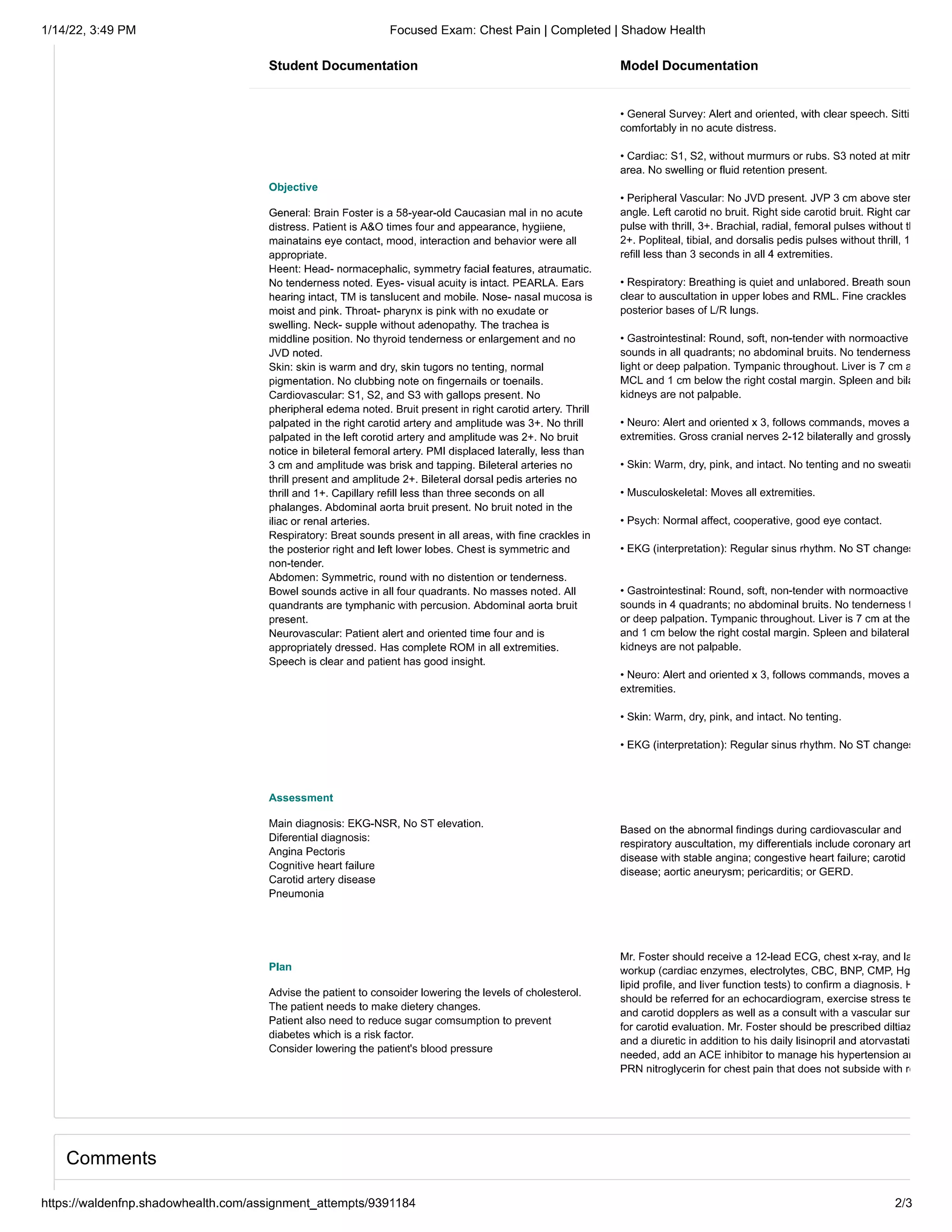 Chest pain documentation | PDF