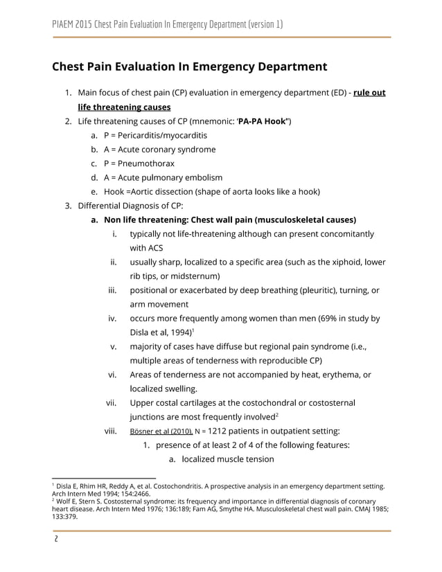 Chest Pain Evaluation In Emergency Department | PDF | Heart and ...